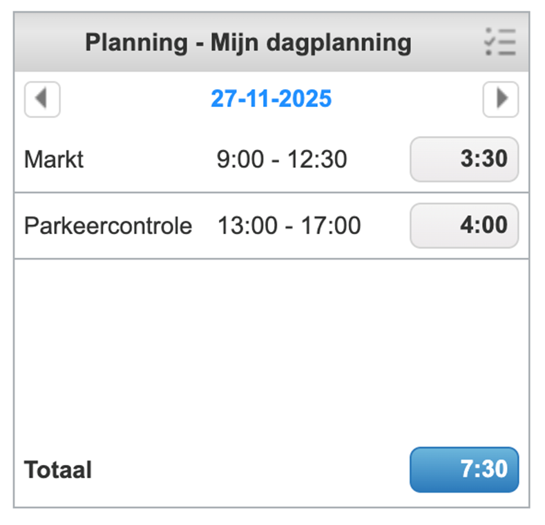 Widget: Planning - Mijn dagplanning - Aenova